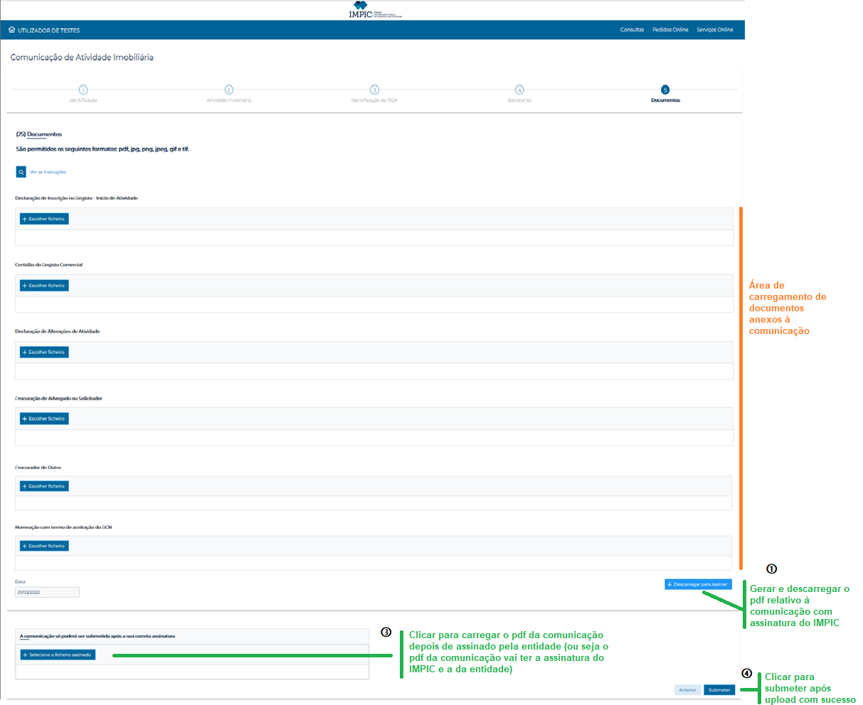 Instruções para assinatura das Comunicações Obrigatórias de Atividades ...